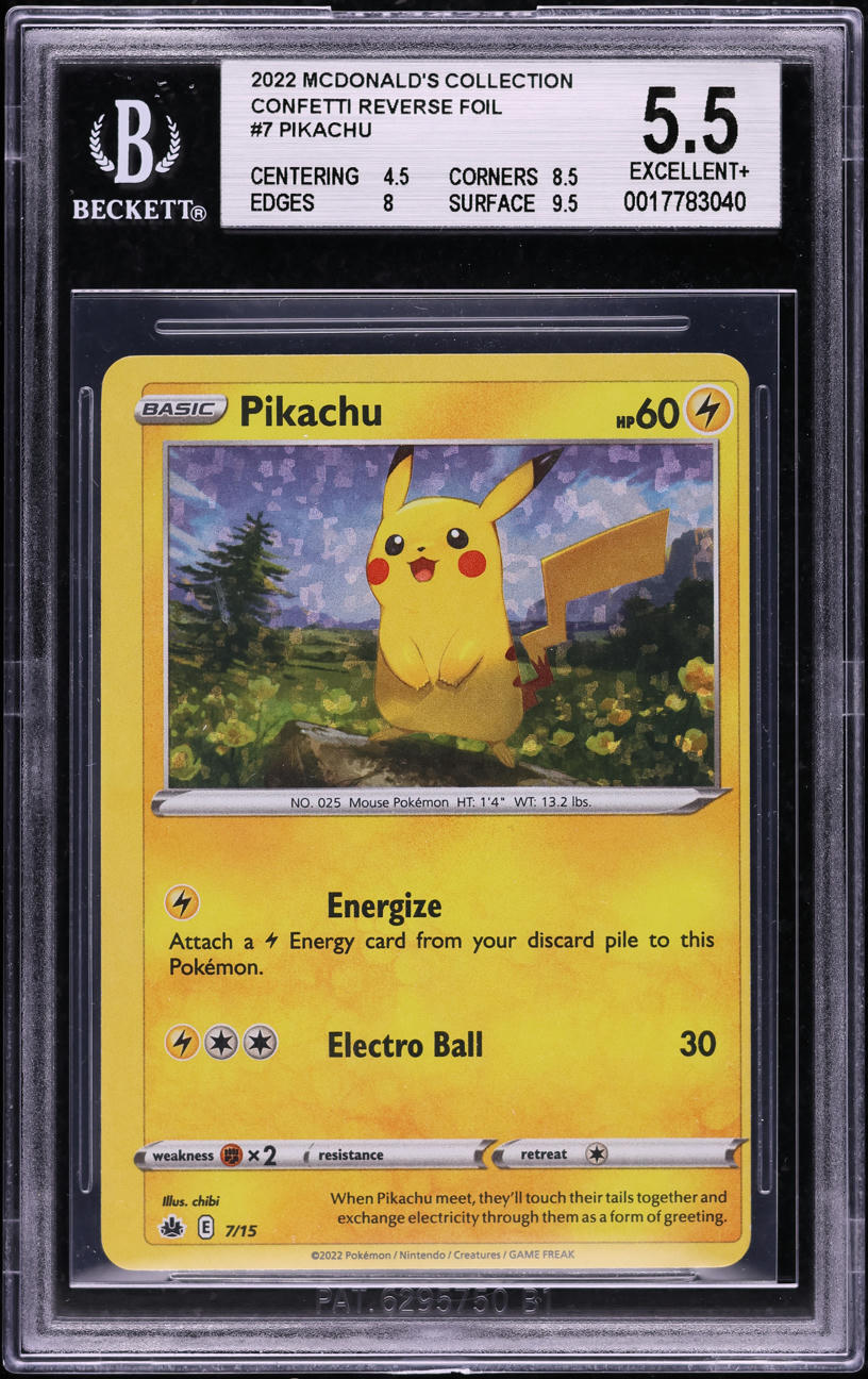 2022 Pokemon McDonald's Collection Confetti Reverse Foil Pikachu #7 BGS ...
