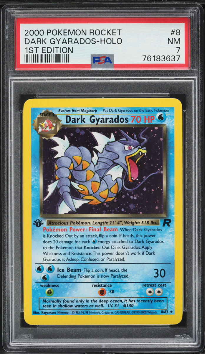 2000 Pokemon Team Rocket 1st Edition Holo Dark Gyarados #8 PSA 7 NRMT on Fanatics Collect