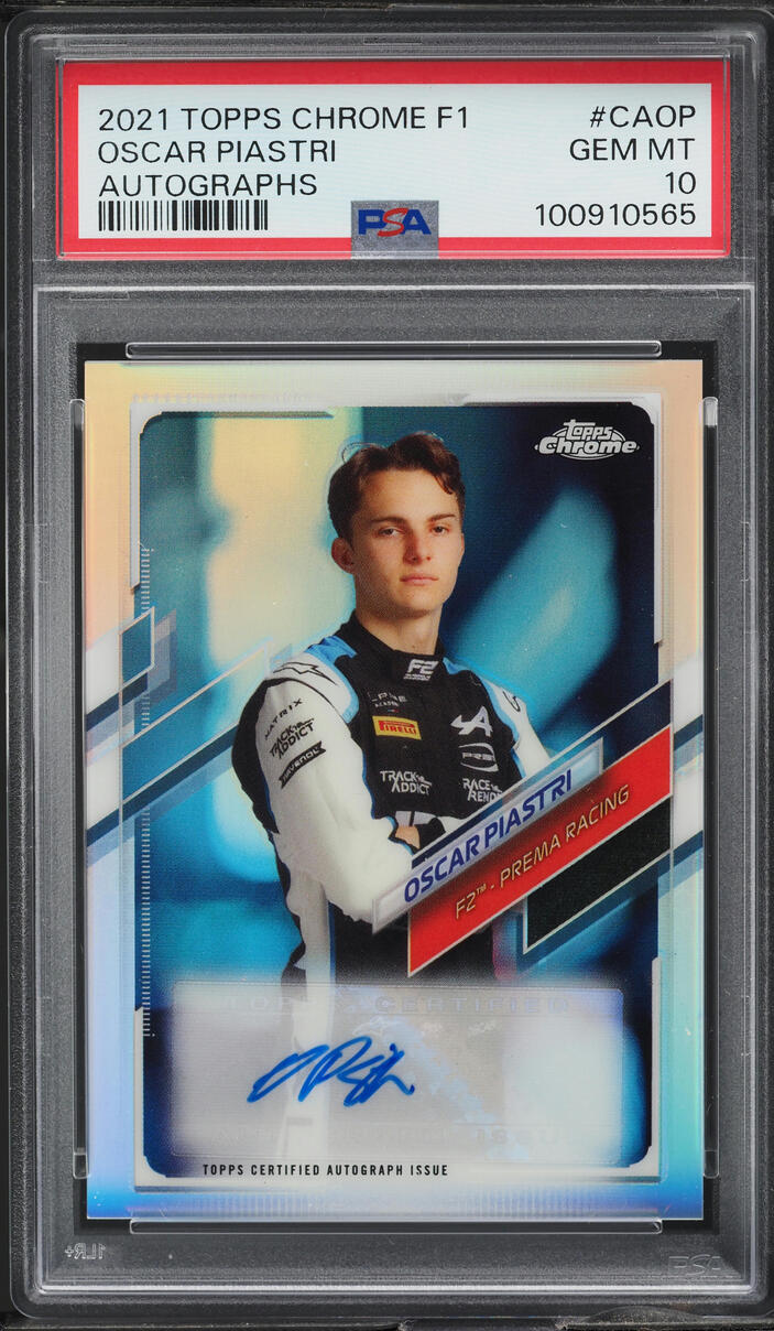 2021 Topps Chrome Formula 1 F1 Oscar Piastri ROOKIE AUTO /400 #CAOP PSA 10 GEM on Fanatics Collect