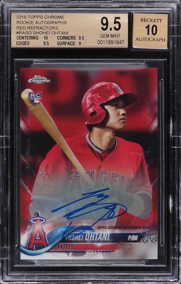 2018 Topps Chrome Red Refractor Shohei Ohtani ROOKIE AUTO /5 #RASO BGS ...