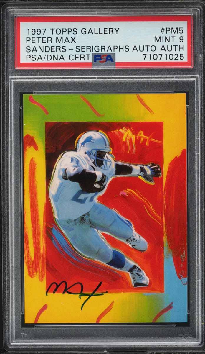 1997 Topps Gallery Peter Max Serigraphs Barry Sanders AUTO #PM5 PSA 9 ...