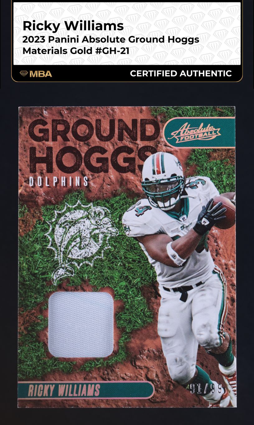 2023 Absolute Ground Hoggs Gold Ricky Williams PATCH /99 #GH-21 MBA ...