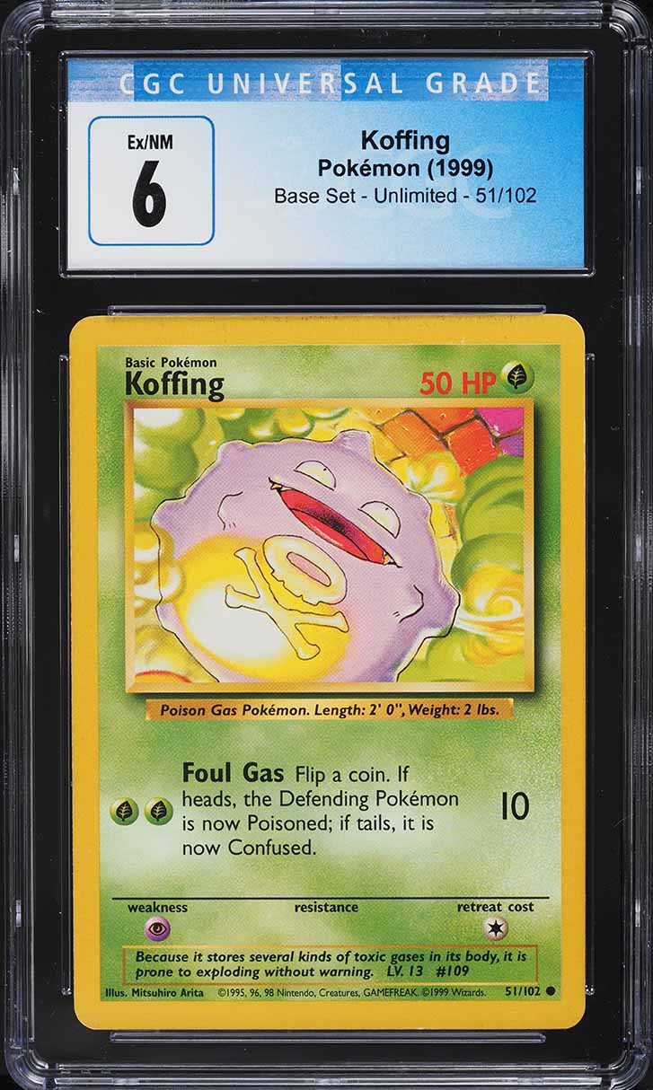 1999 Pokemon Base Set Koffing #51 CGC 6 EXMT on Fanatics Collect