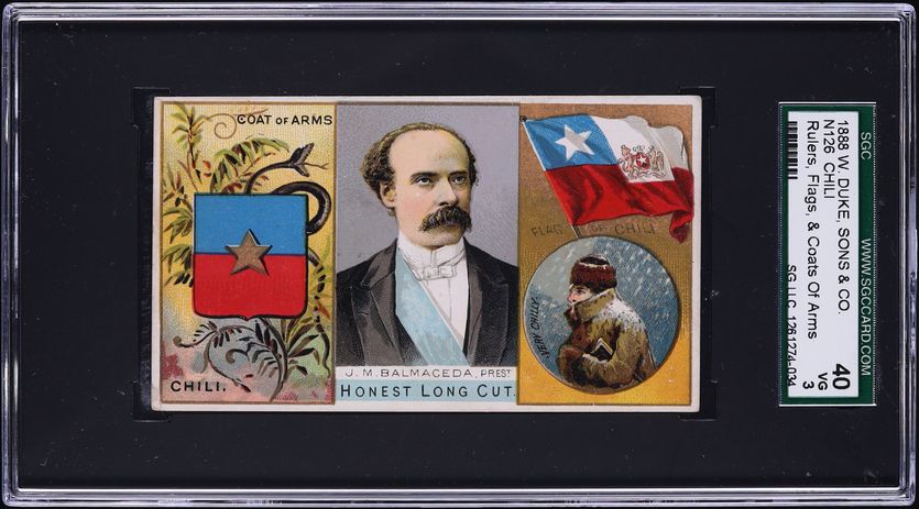 1888 N126 W. Duke Sons & Co. Rulers, Flags, & Coat Of Arms Chili SGC 3 ...