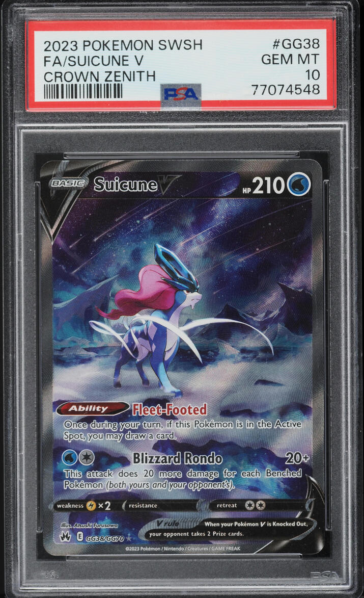 2023 Pokemon SWSH Crown Zenith Full Art Suicune V #GG38 PSA 10 GEM MINT ...