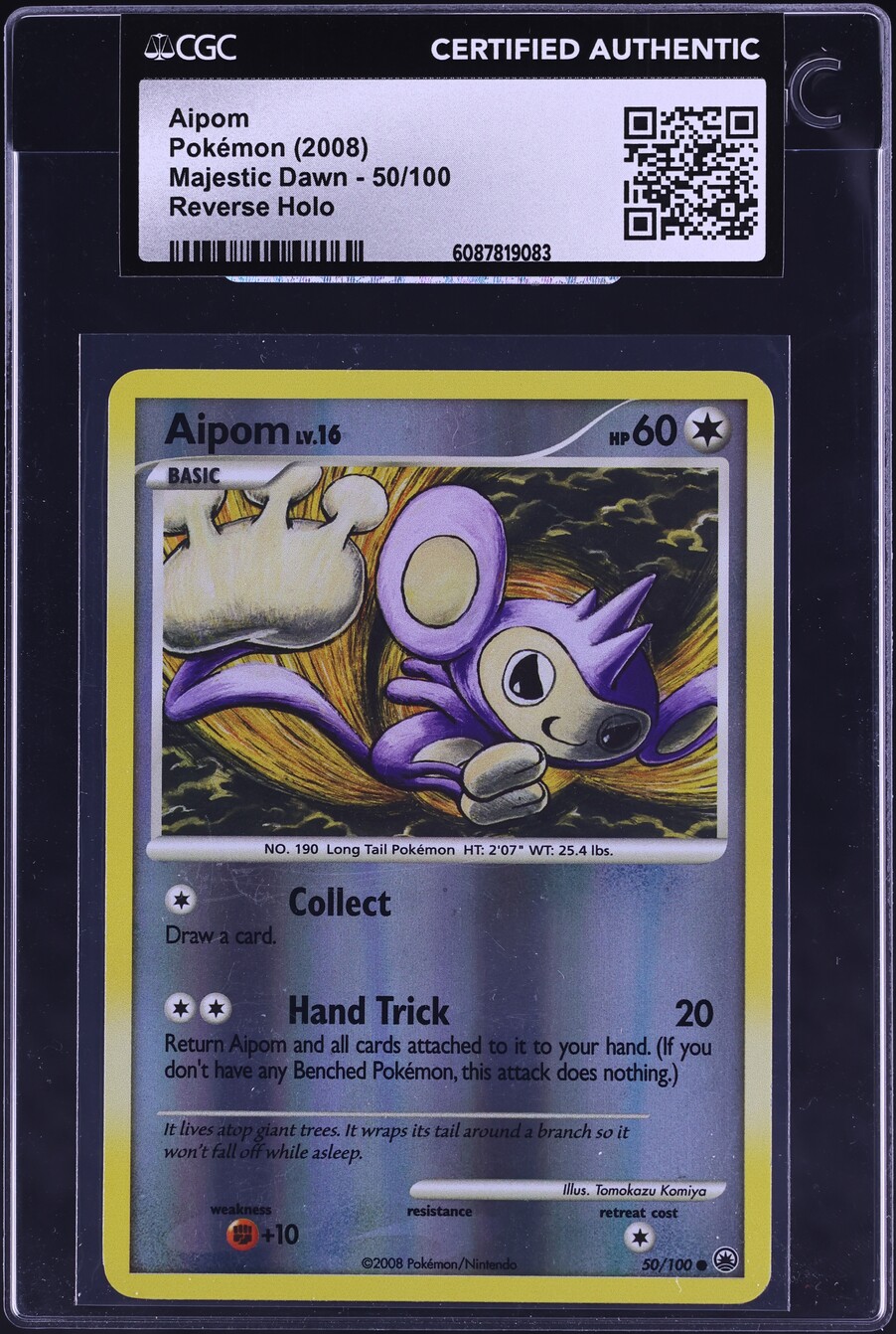 2008 Pokemon Diamond & Pearl Majestic Dawn Reverse Holo Aipom #50 CGC ...