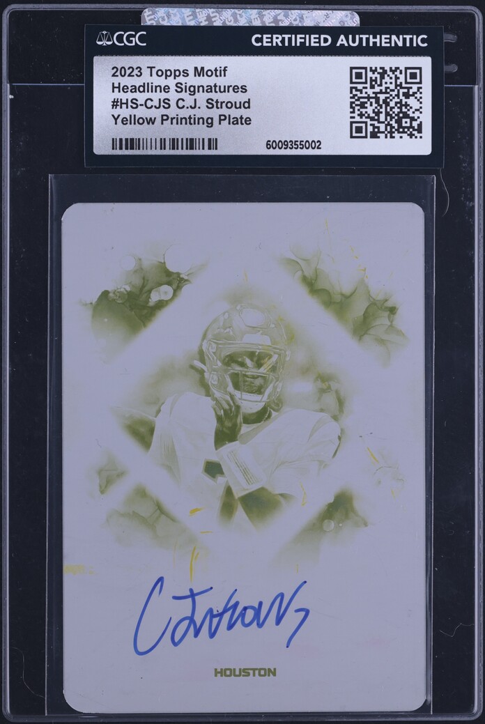 2023 Topps Motif Headline Yellow Printing Plate C.J. Stroud AUTO 1/1 ...