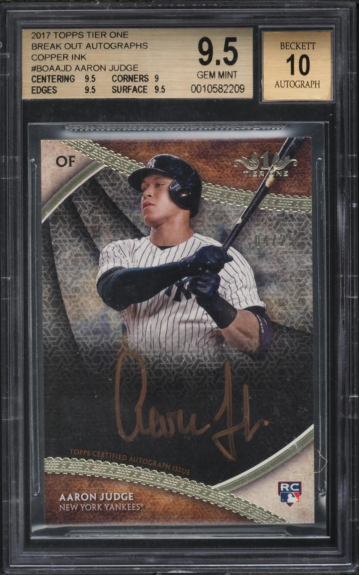 2017 Topps Tier One Break Out Copper Ink Aaron Judge RC AUTO /25 # ...