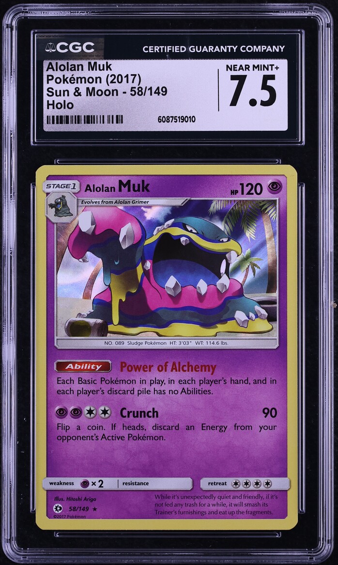 2017 Pokemon Sun & Moon Holo Alolan Muk #58 CGC 7.5 NRMT+ on Fanatics Collect