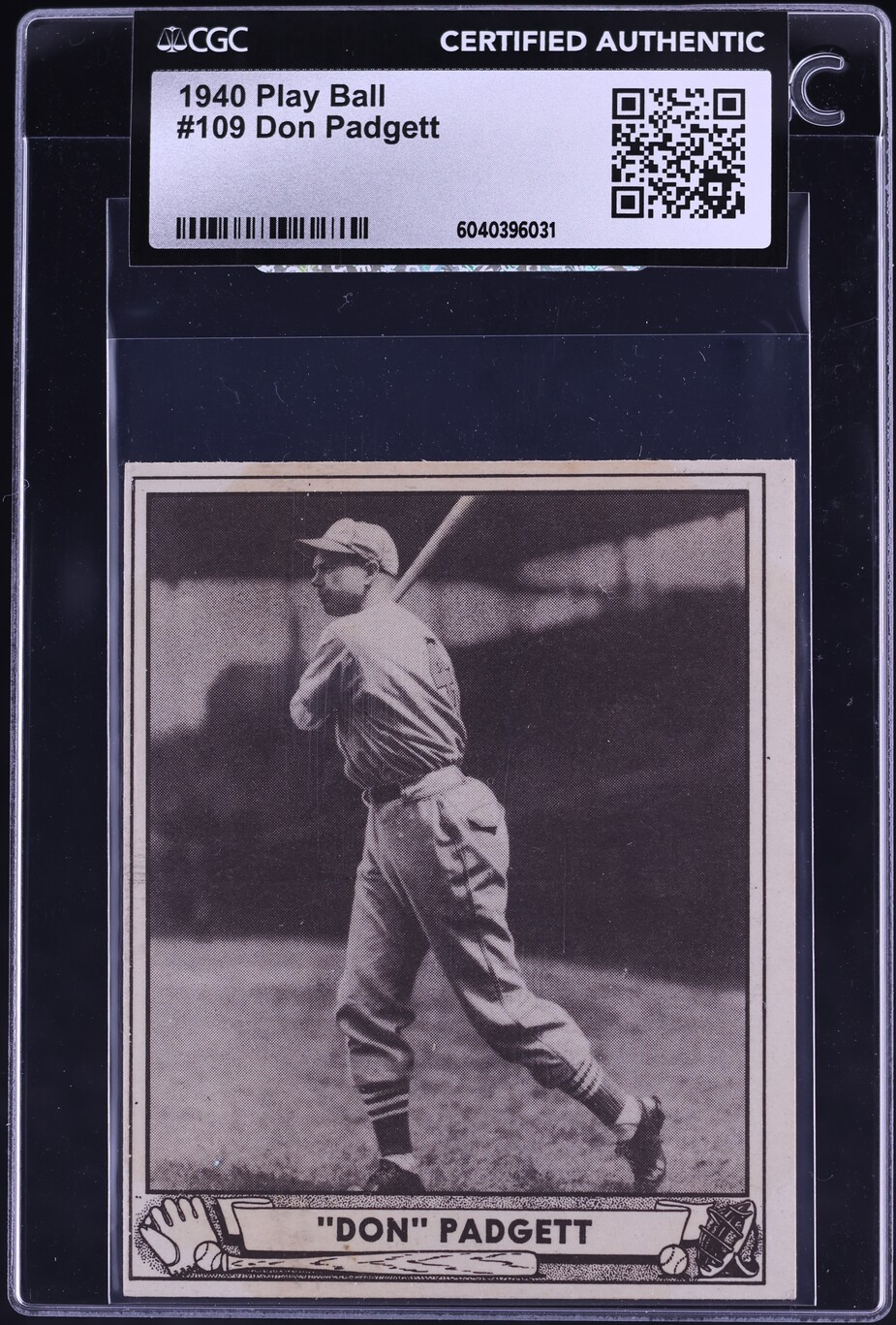 1940 Play Ball Don Padgett #109 CGC AUTH on Fanatics Collect