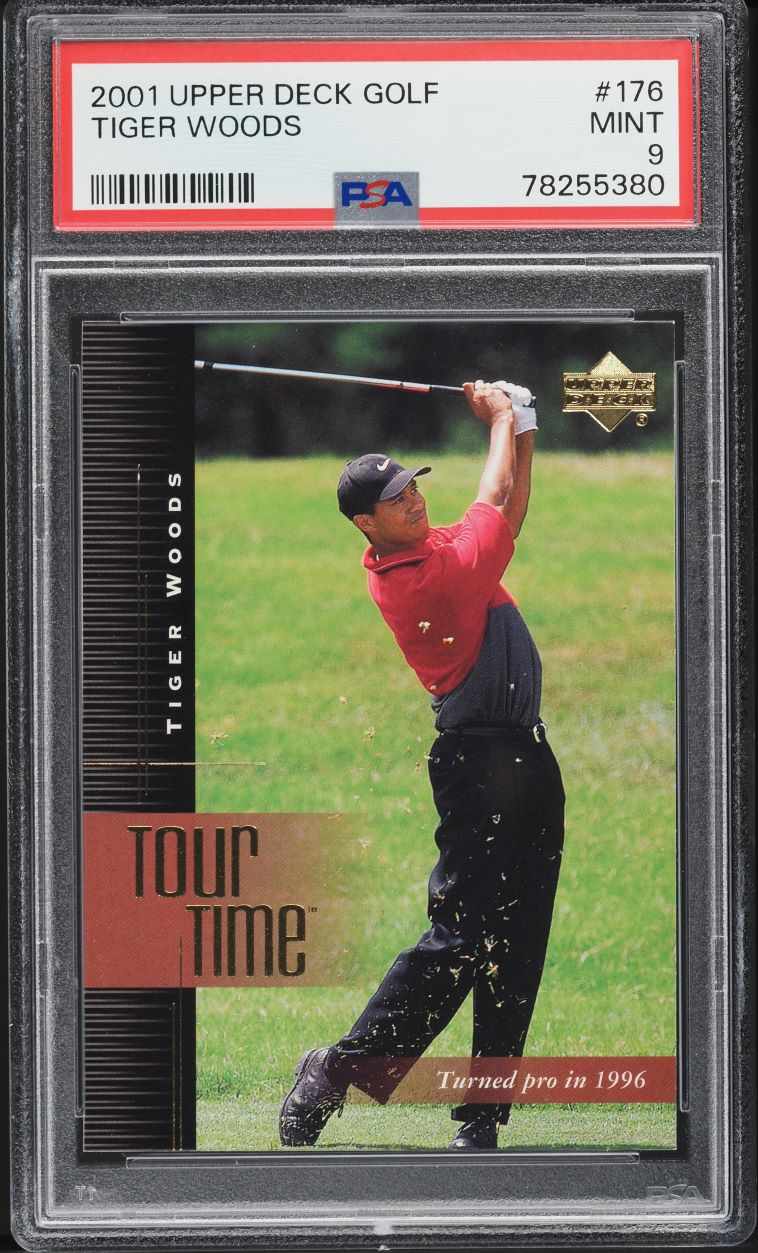 2001 Upper Deck Golf Tiger Woods ROOKIE #176 PSA 9 MINT on Fanatics Collect