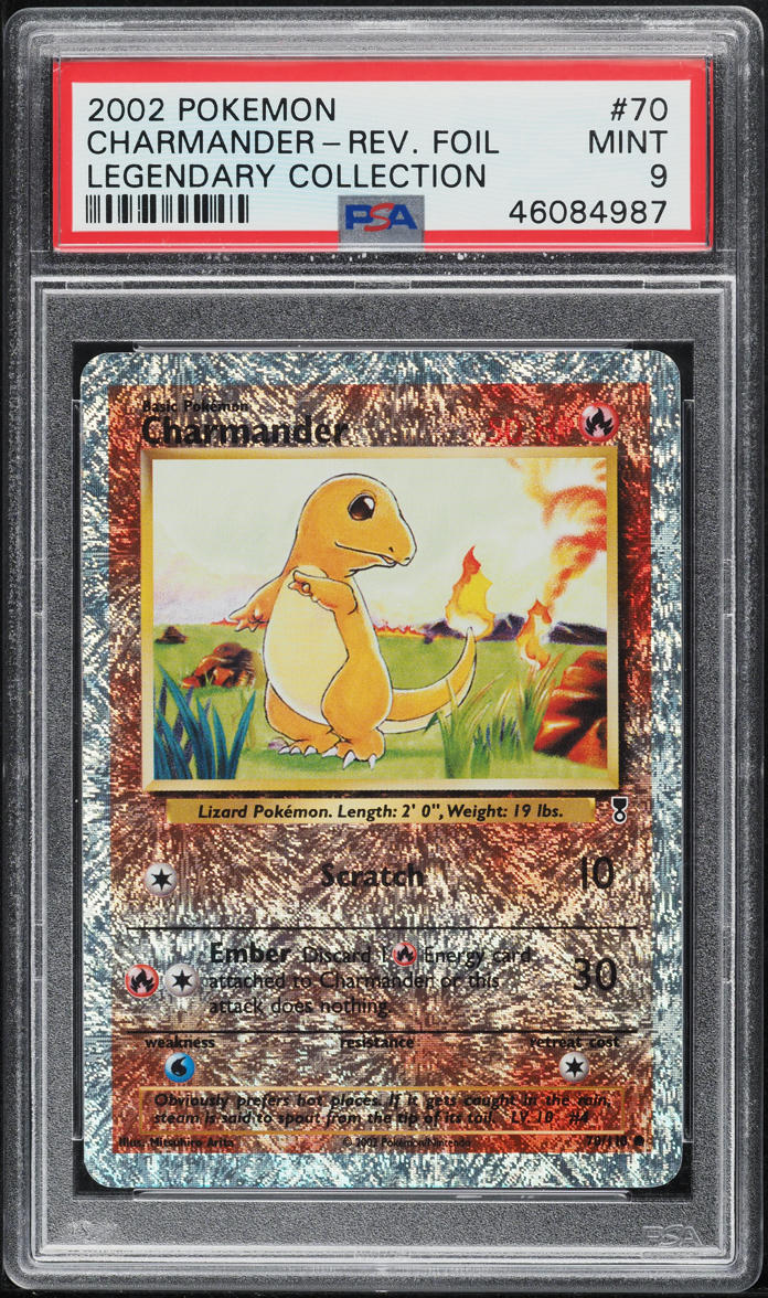 2002 Pokemon Legendary Collection Reverse Holo Charmander #70 PSA 9 ...