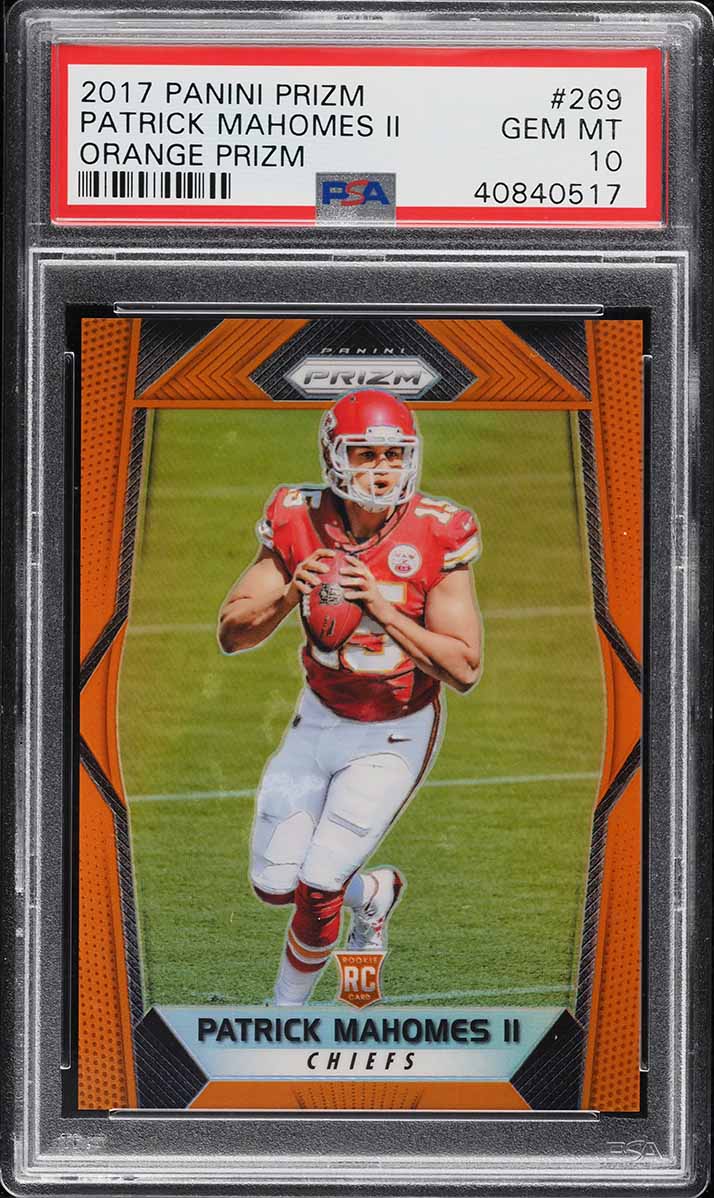 2017 Panini Prizm Orange Prizm Patrick Mahomes ROOKIE /275 #269 PSA 10 ...