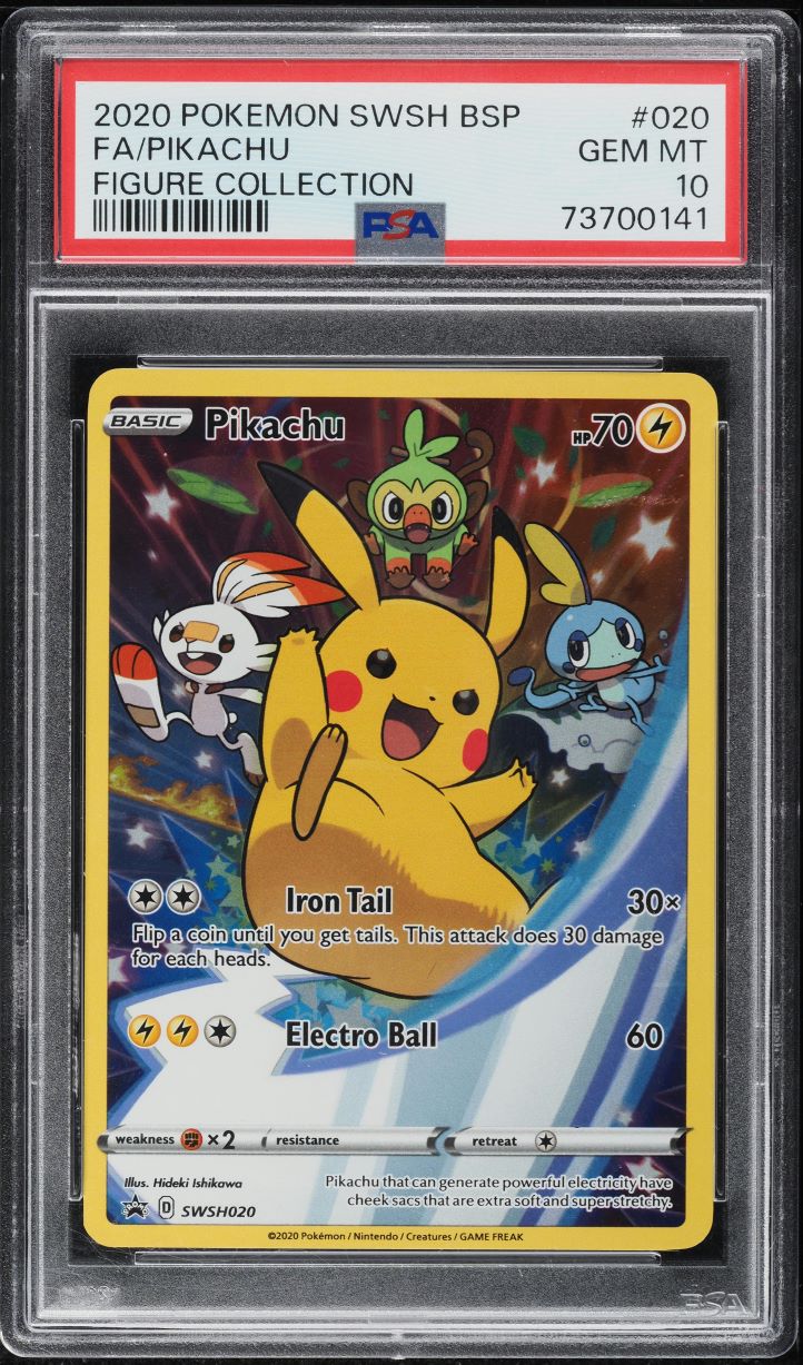 2020 Pokemon SWSH Promo Figure Collection Full Art Pikachu #20 PSA 10 ...