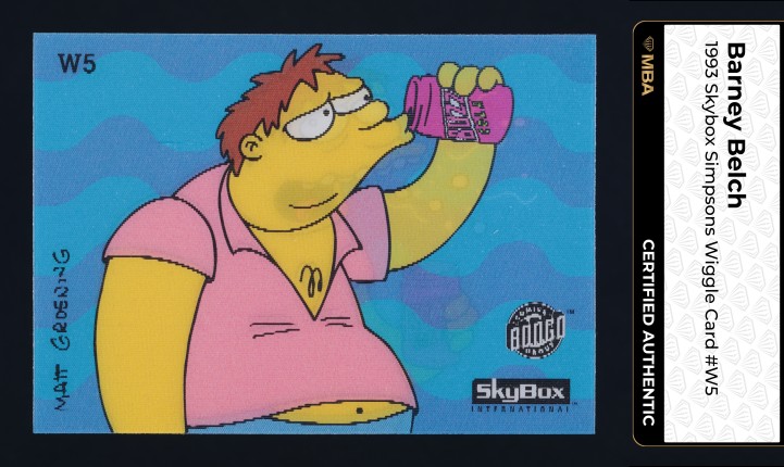 1993 Skybox Simpsons Wiggle Card Barney Belch #W5 MBA AUTH on Fanatics ...