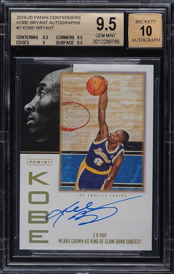 2019 Panini Contenders Kobe Bryant AUTO #7 BGS 9.5 GEM MINT on Fanatics ...