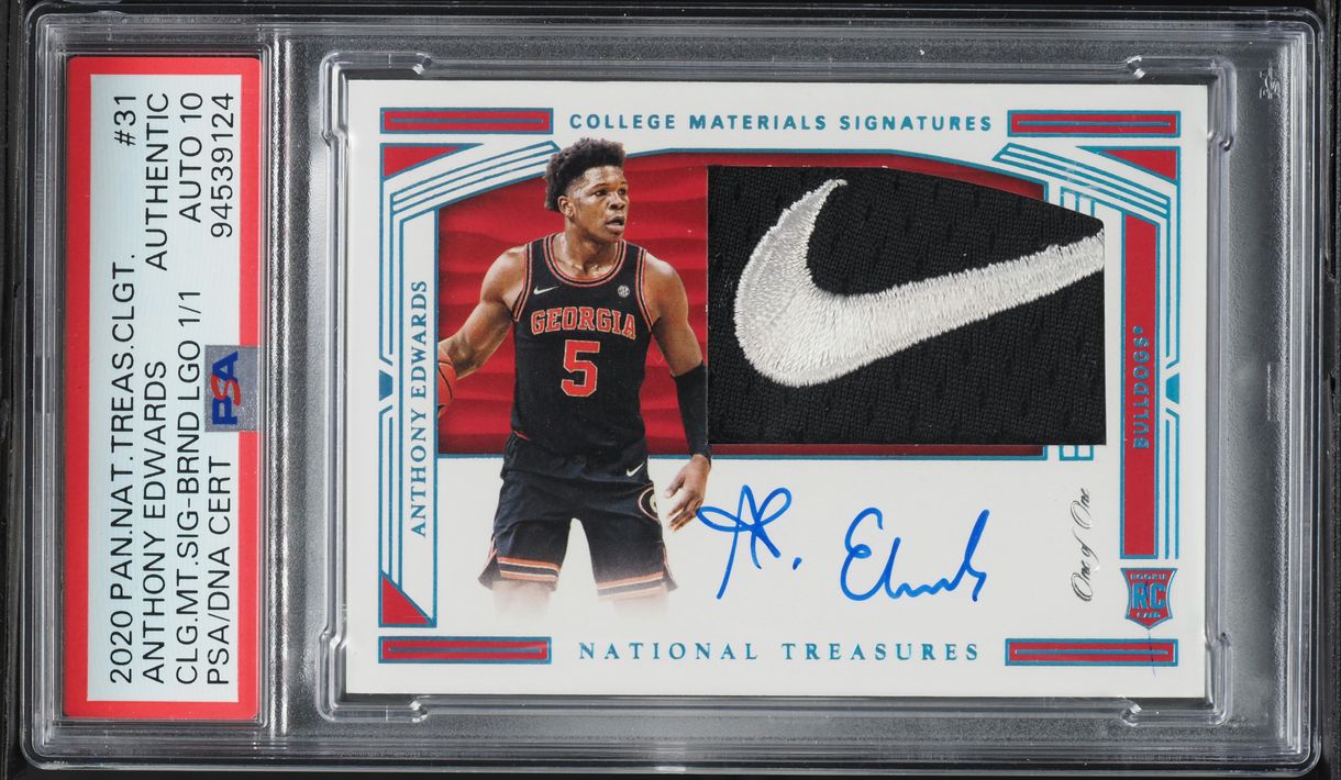 2020 National Treasures Collegiate Anthony Edwards ROOKIE NIKE PATCH ...