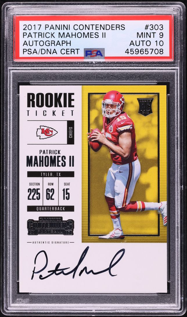 2017 Panini Contenders Patrick Mahomes II ROOKIE AUTO DNA 10 #303 PSA 9 ...