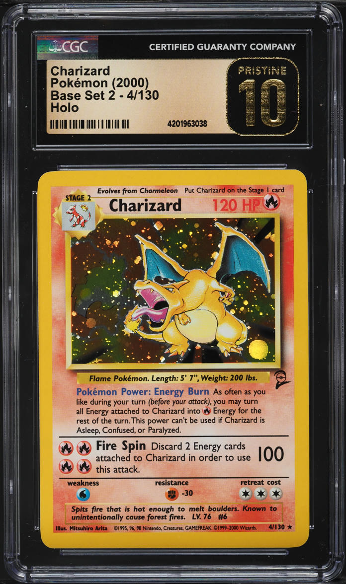 2000 Pokemon Base Set 2 Holo Charizard #4 CGC 10 PRISTINE on Fanatics ...