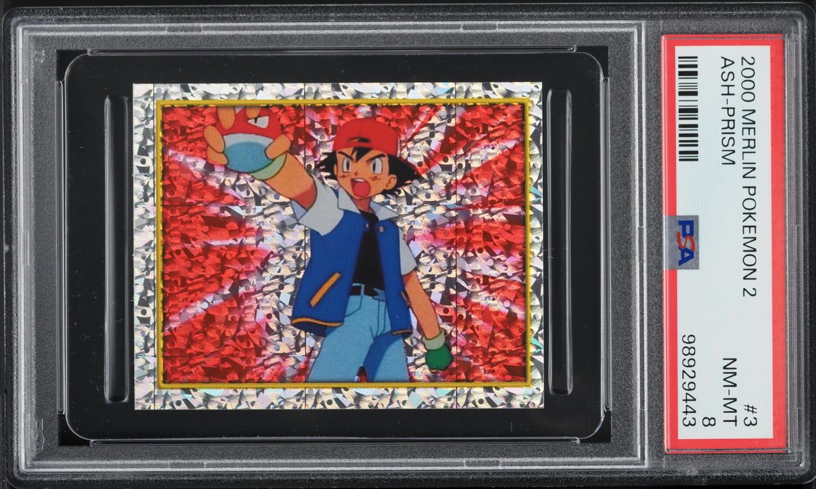 2000 Pokemon Merlin 2 Stickers Prism Ash #3 PSA 8 NM-MT on Fanatics Collect