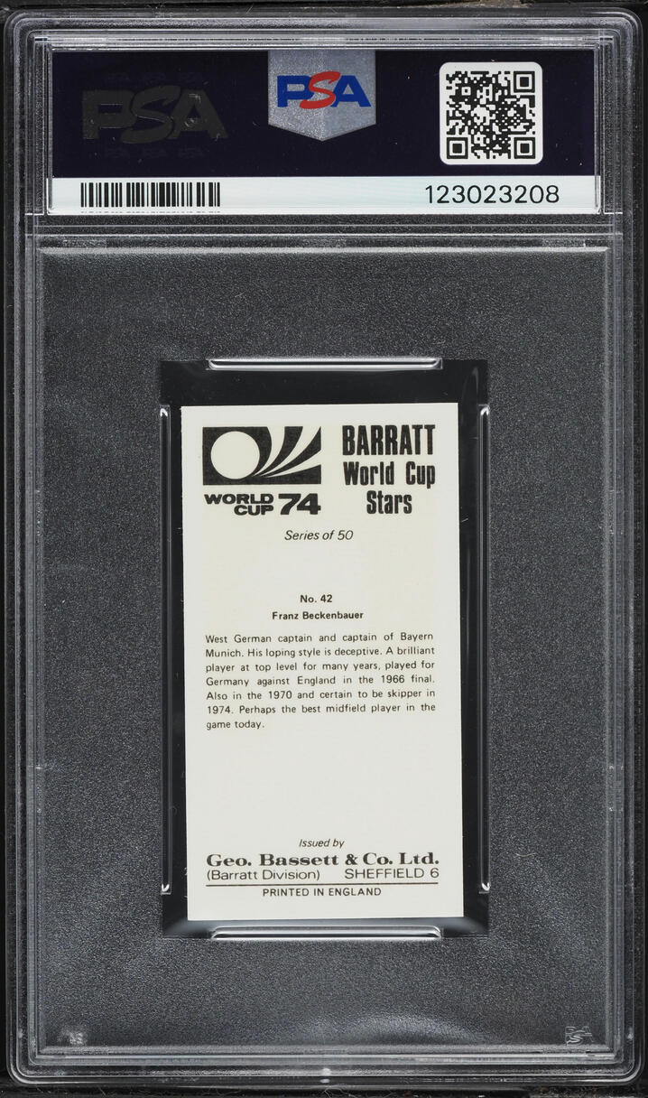 1974 Geo Bassett World Cup Stars Franz Beckenbauer #42 PSA 9 MINT on ...