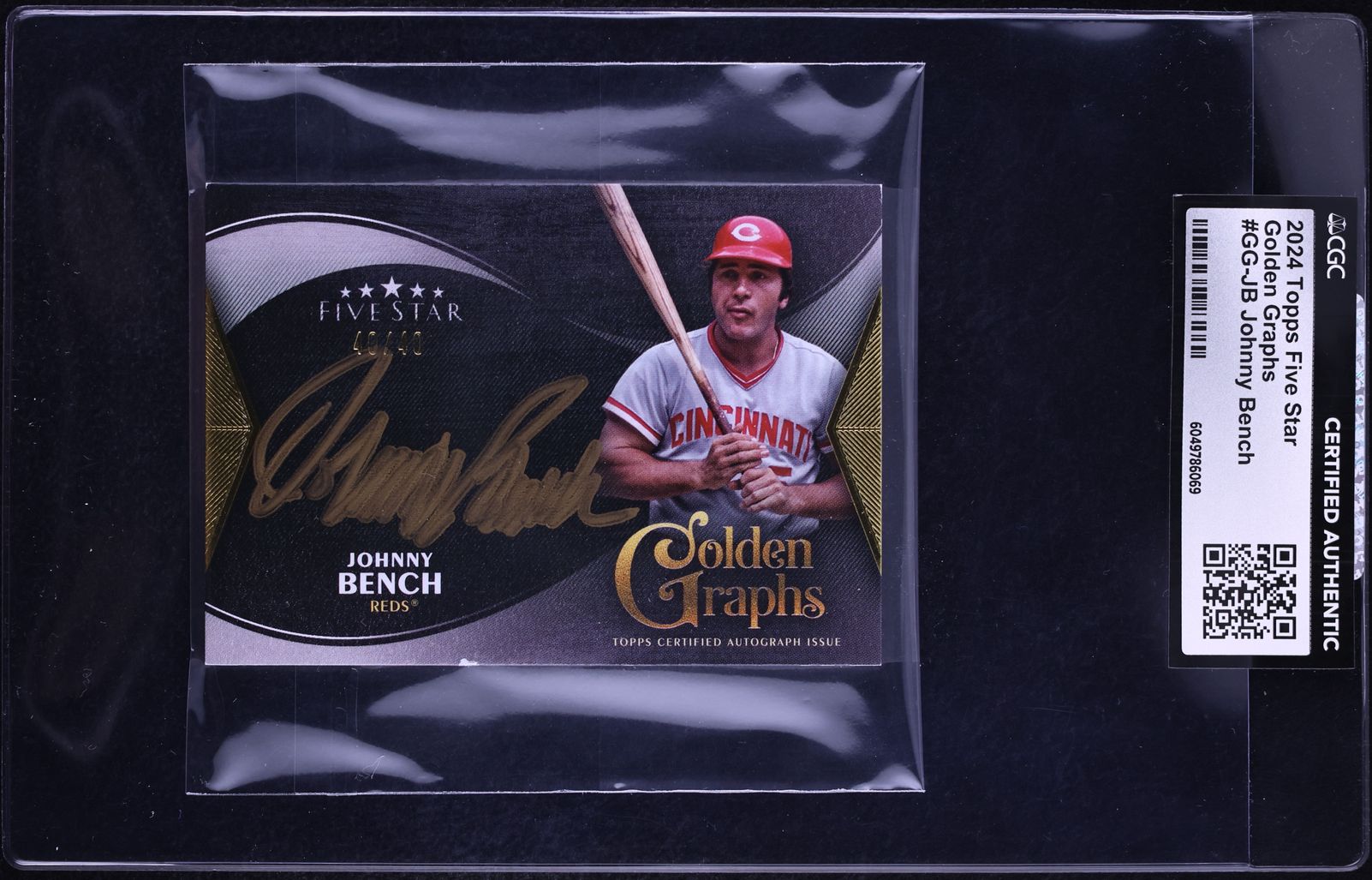 2024 Topps Five Star Golden Graphs Johnny Bench AUTO 40/40 #GG-JB CGC ...