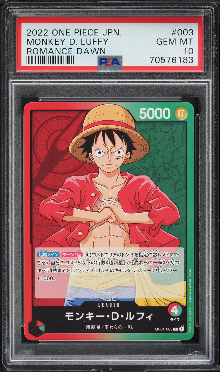 2022 One Piece Japanese Romance Dawn Monkey D. Luffy #OP01-003 PSA 10 GEM MINT on Fanatics Collect
