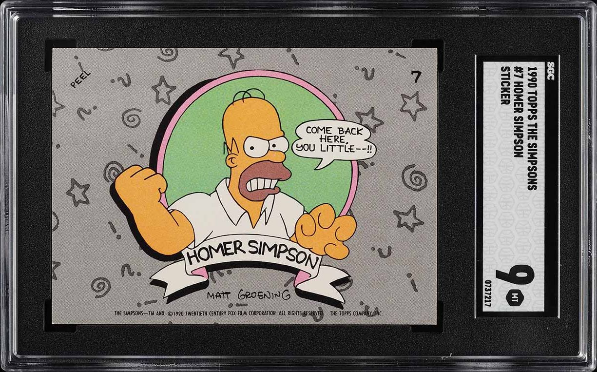 1990 Topps The Simpsons Sticker Homer Simpson #7 SGC 9 MINT on Fanatics ...