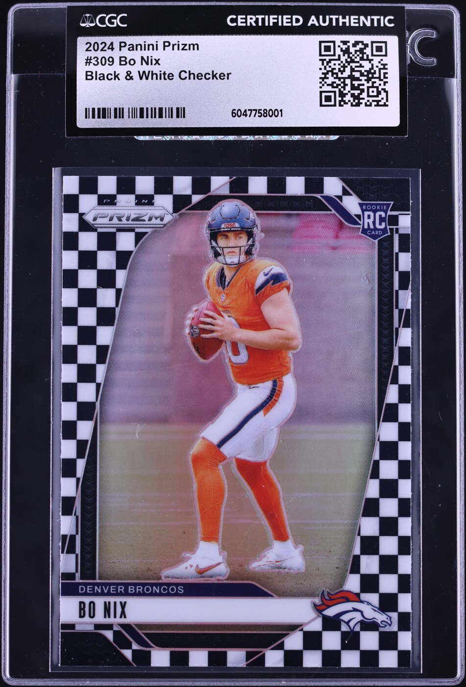2024 Panini Prizm Black & White Checker Bo Nix ROOKIE #309 CGC AUTH on ...