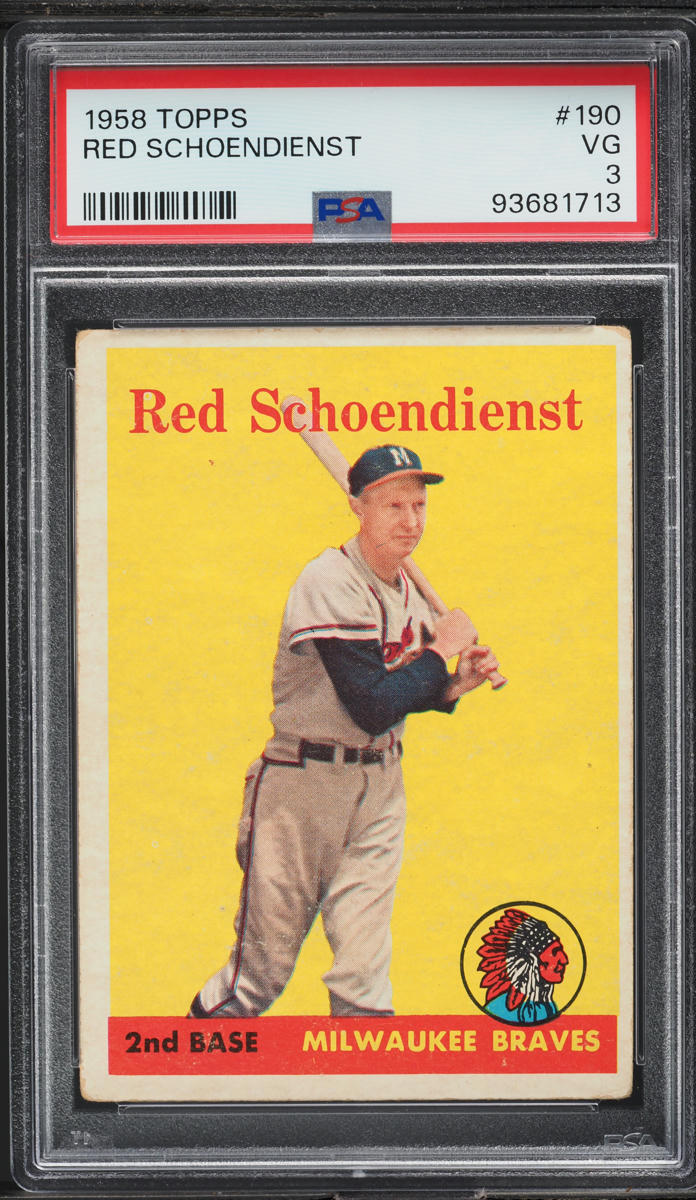 1958 Topps Red Schoendienst #190 PSA 3 VG on Fanatics Collect