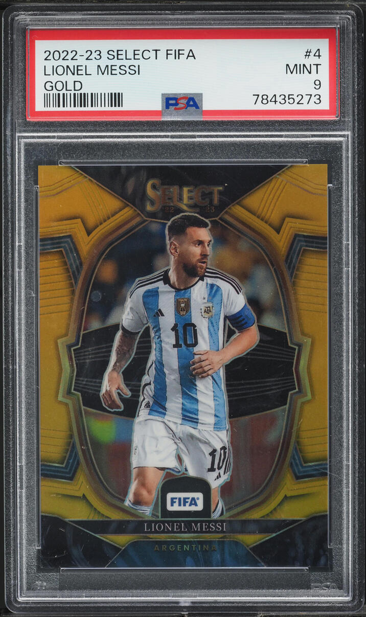 2022 Select Terrace FIFA Gold Prizm Lionel Messi /10 #4 PSA 9 MINT on ...