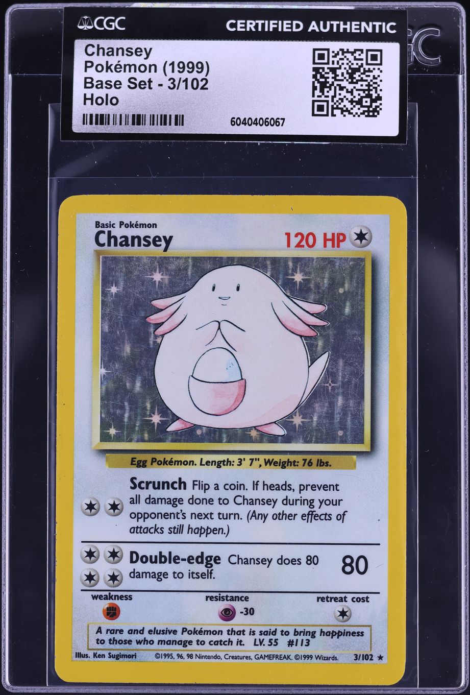 1999 Pokemon Base Set Holo Chansey #3 CGC AUTH on Fanatics Collect