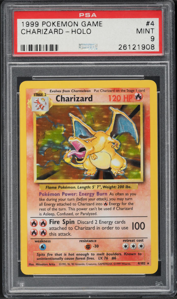 1999 Pokemon Base Set Holo Charizard #4 PSA 9 MINT on Fanatics Collect