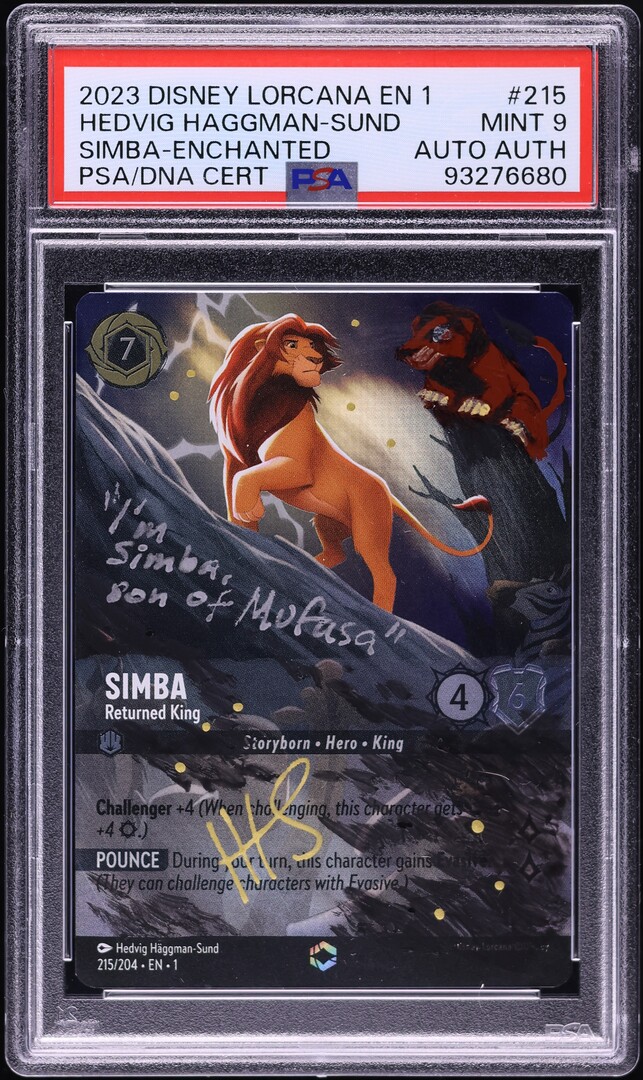 2023 Disney Lorcana First Chapter Enchanted Simba AUTO #215 PSA 9 MINT ...