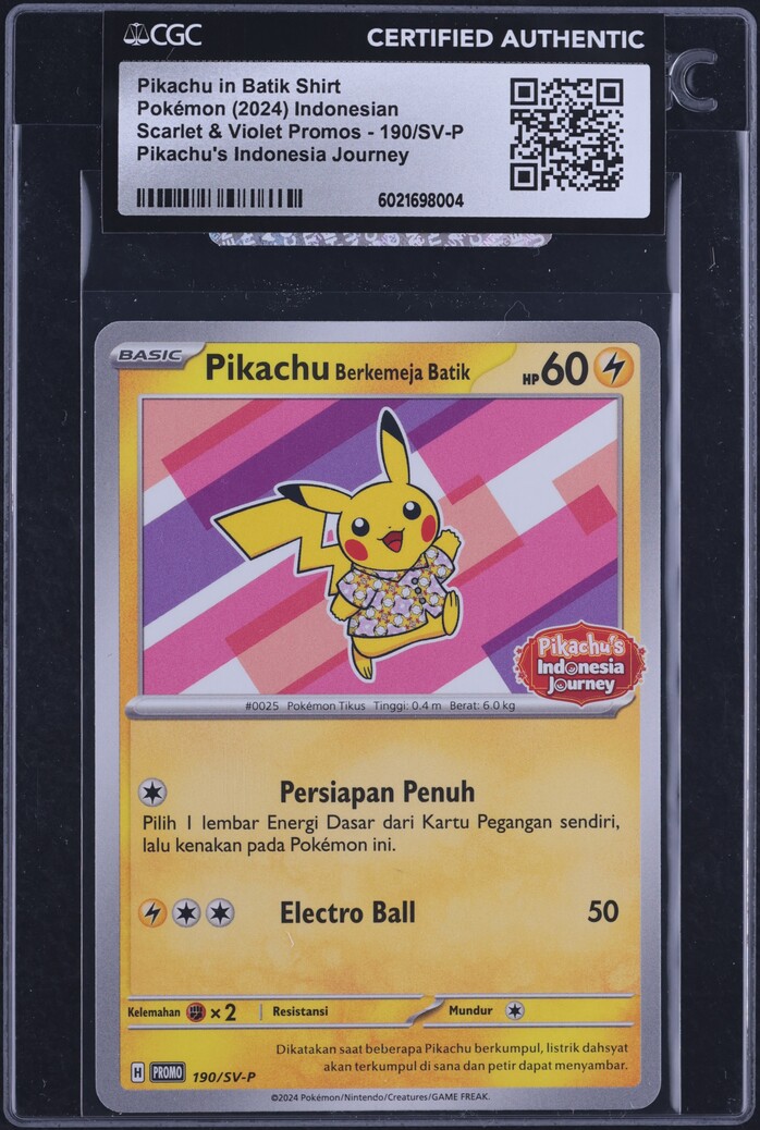 2024 Pokemon Indonesian SV Promo Pikachu In Batik Shirt #190 CGC AUTH on Fanatics Collect