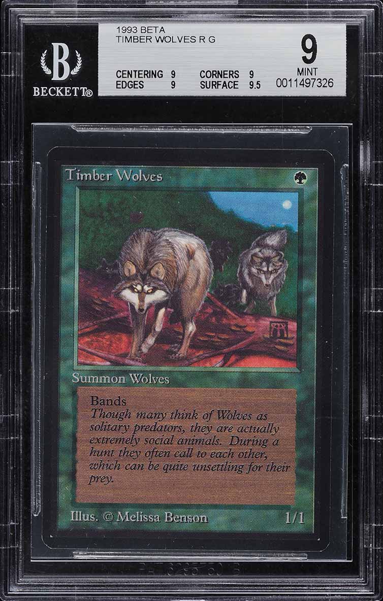 1993 Magic The Gathering MTG Beta Timber Wolves R G BGS 9 MINT on ...