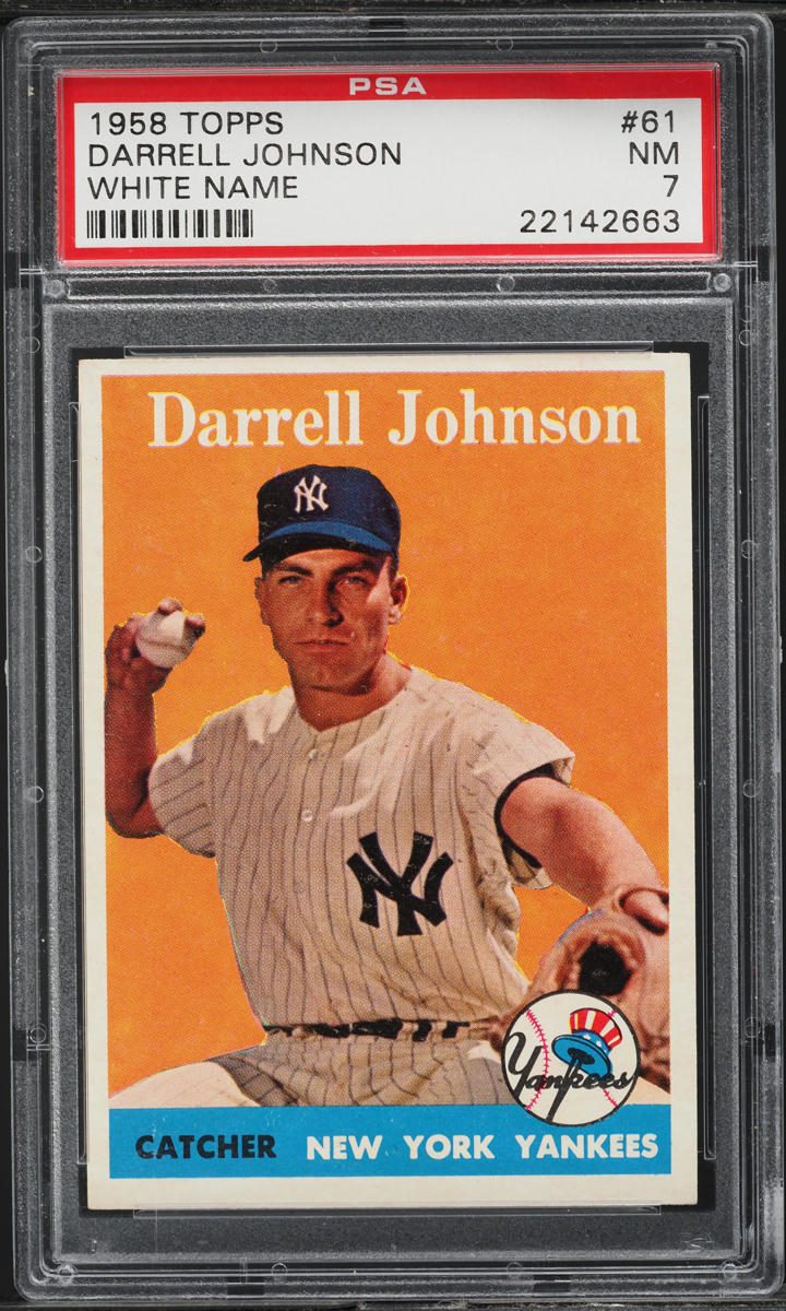 1958 Topps Darrell Johnson WHITE NAME #61 PSA 7 NRMT on Fanatics Collect