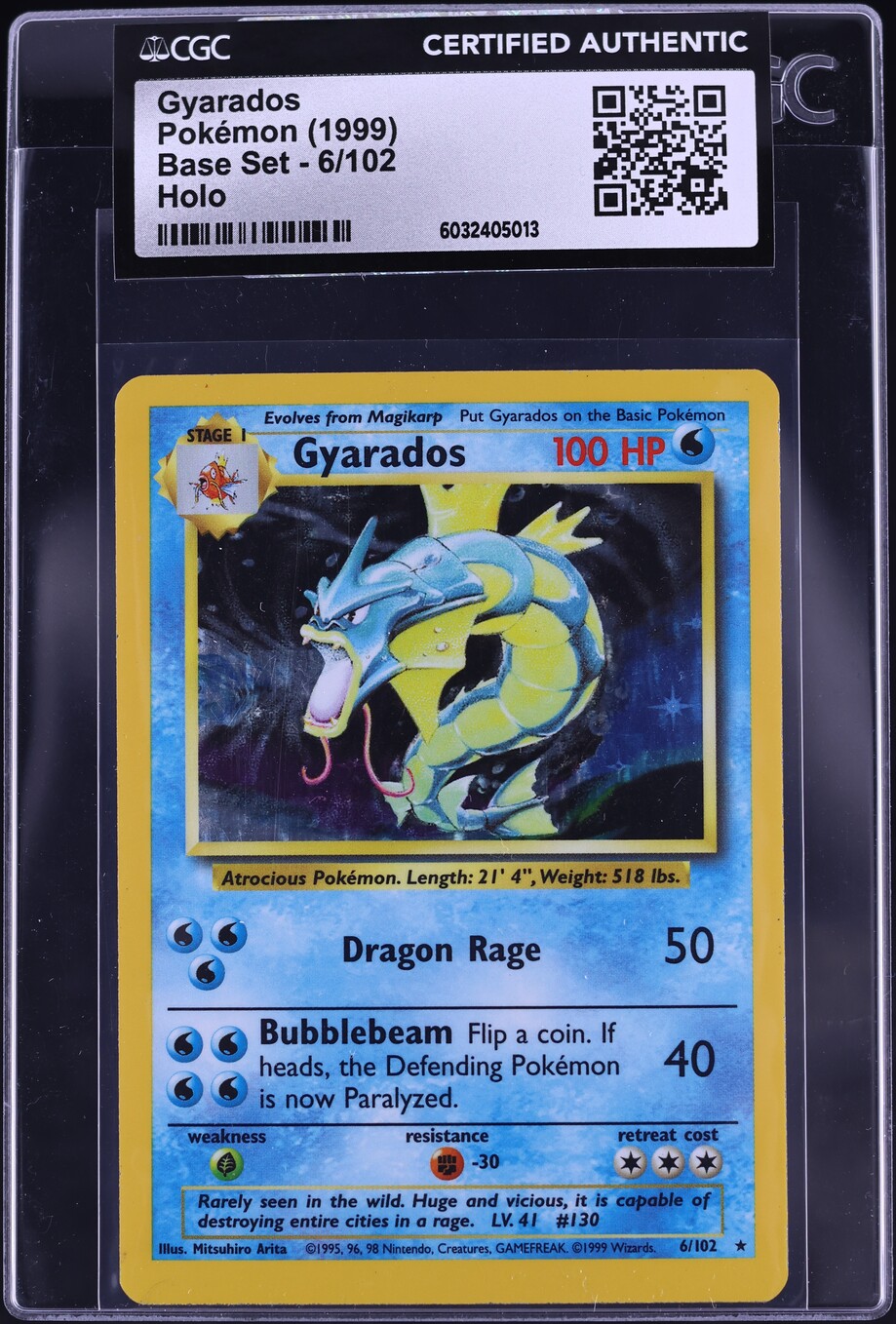 1999 Pokemon Base Set Holo Gyarados #6 CGC AUTH on Fanatics Collect