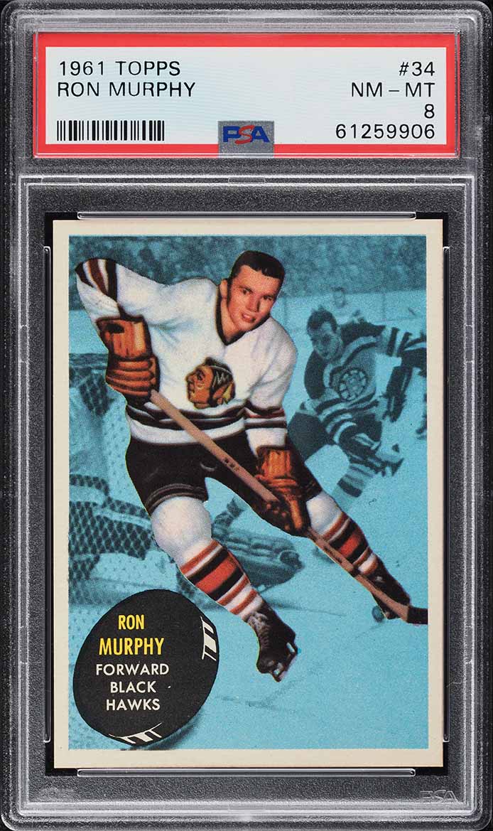 1961 Topps Hockey Ron Murphy #34 PSA 8 NM-MT on Fanatics Collect