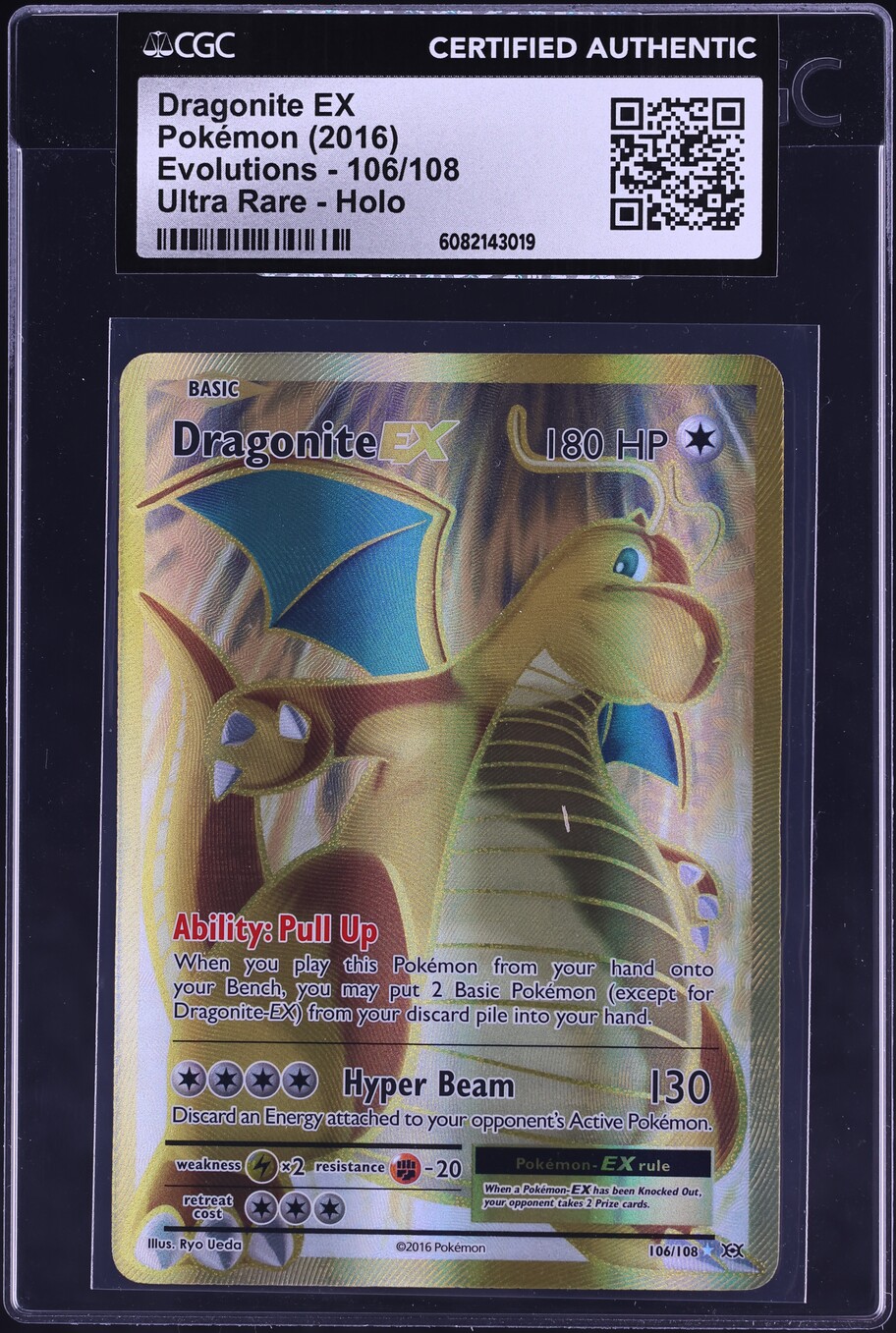 2016 Pokemon XY Evolutions Full Art Dragonite EX #106 CGC AUTH on ...