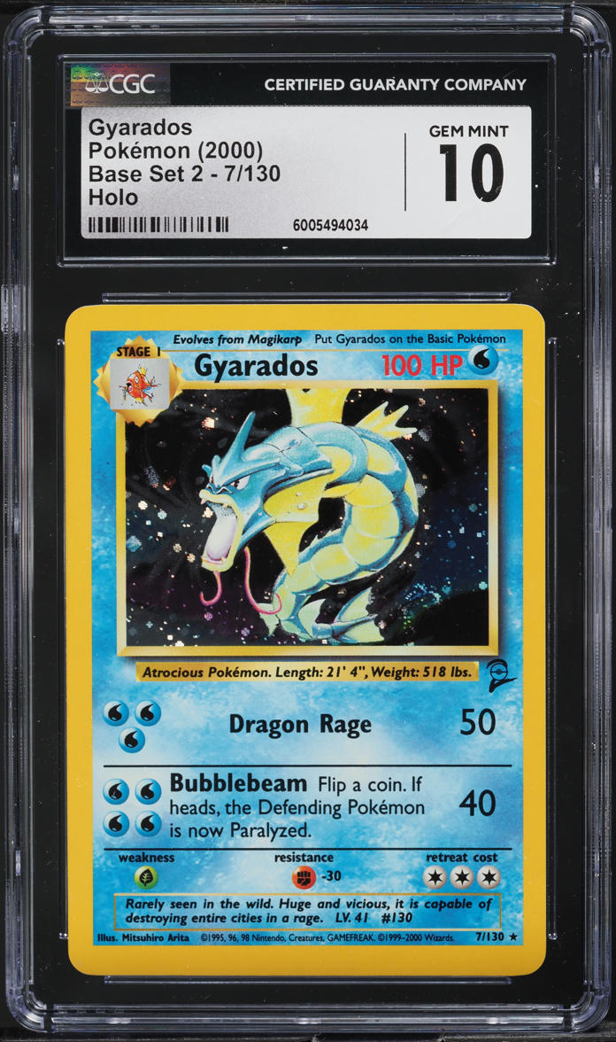 2000 Pokemon Base Set 2 Holo Gyarados #7 CGC 10 GEM MINT on Fanatics Collect