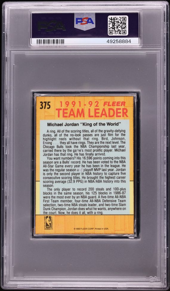 1991 Fleer 3-D Wrapper Redemption Michael Jordan #375 PSA 9 MINT on ...