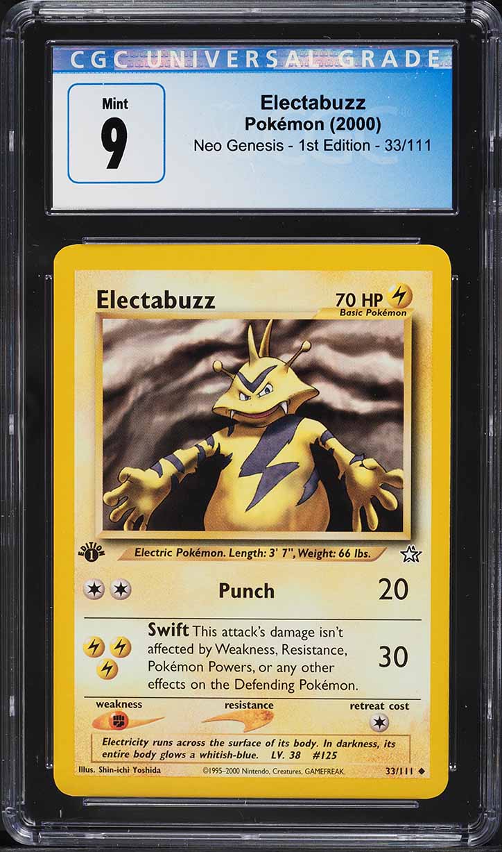 2000 Pokemon Neo Genesis 1st Edition Electabuzz #33 CGC 9 MINT on ...