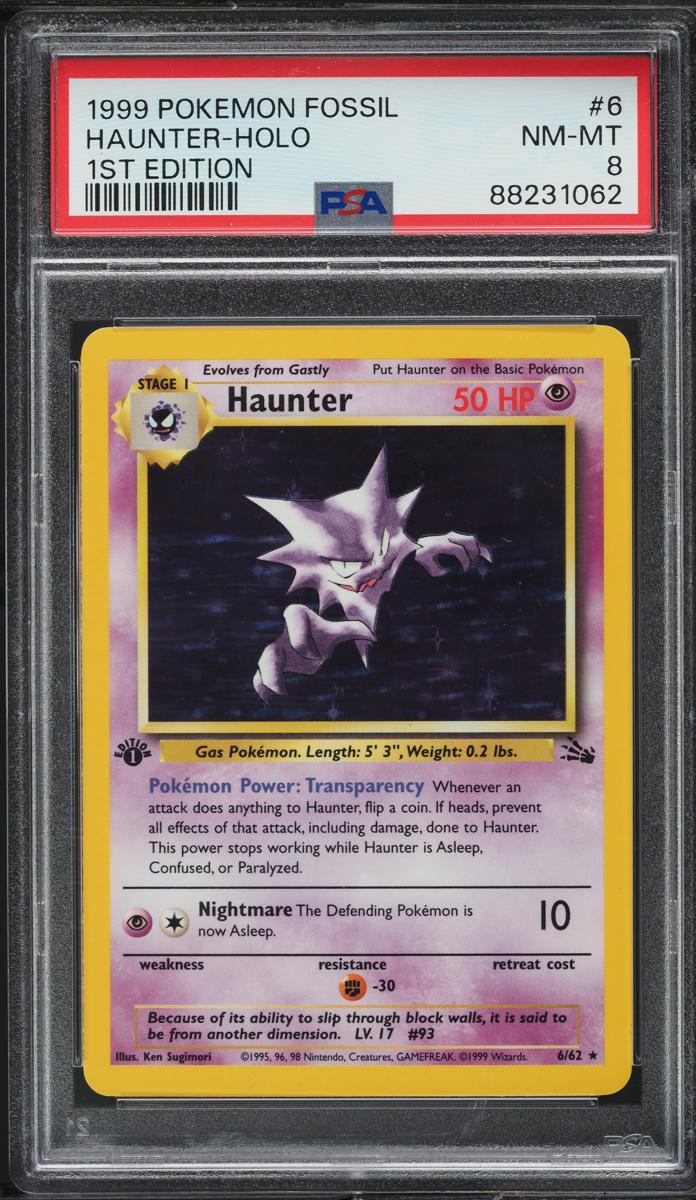 1999 Pokemon Fossil 1st Edition Holo Haunter #6 PSA 8 NM-MT on Fanatics ...