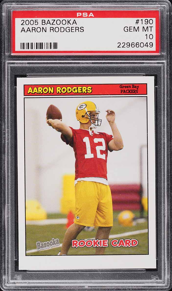 2005 Bazooka Football Aaron Rodgers ROOKIE RC #190 PSA 10 GEM MINT on ...