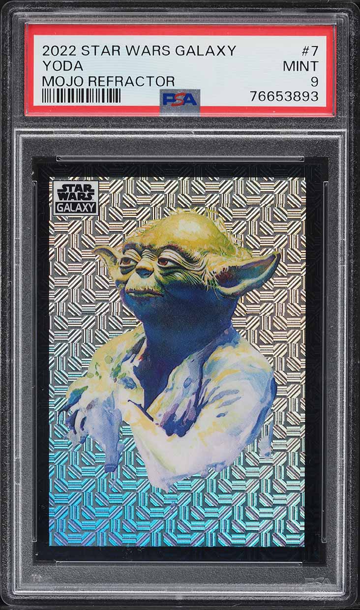 2022 Topps Chrome Star Wars Galaxy Mojo Refractor Yoda /50 #7 PSA 9 ...
