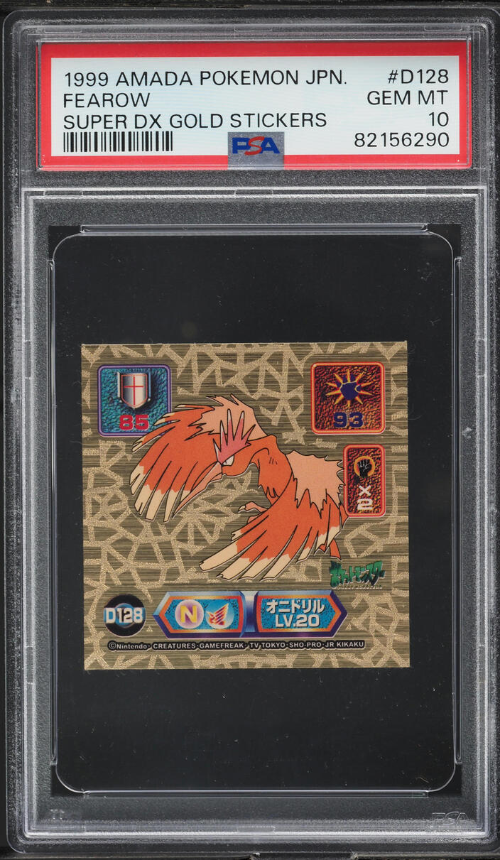 1999 Pokemon Japanese Amada Super DX Gold Stickers Fearow #D128 PSA 10 ...