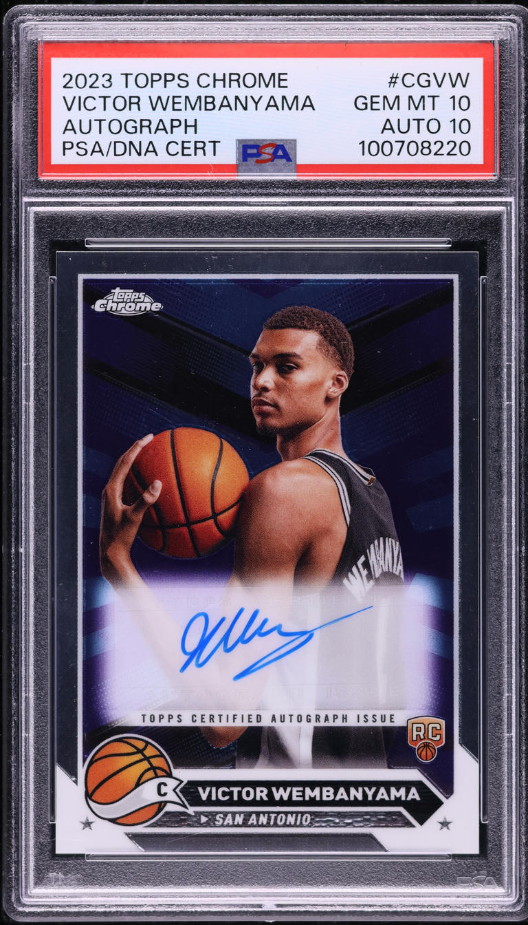 2023 Topps Chrome Victor Wembanyama ROOKIE AUTO DNA 10 #CGVW PSA 10 GEM ...