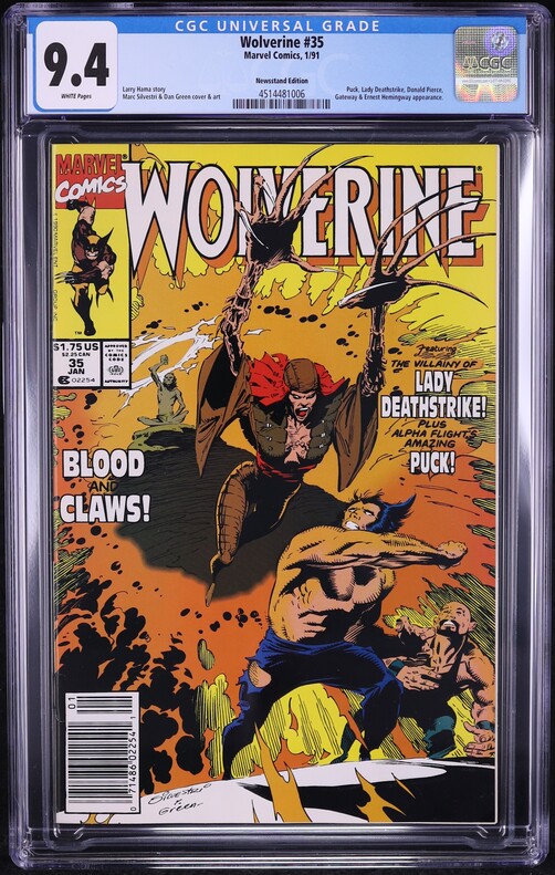 Wolverine #35 Newsstand Edition (Marvel, 1991) CGC 9.4 White Pages on ...