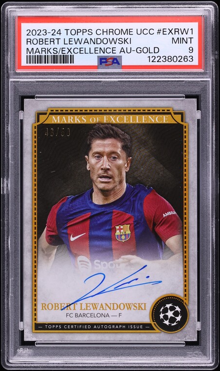 2023 Topps Chrome UEFA Marks Of Excellence Gold Robert Lewandowski AUTO ...